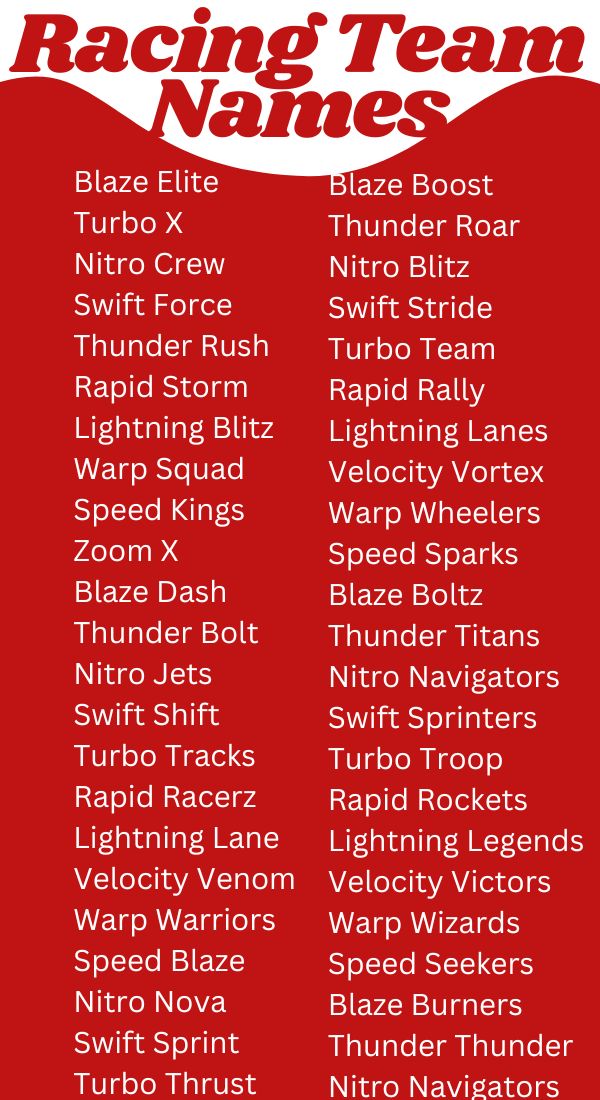 450+ Racing Team Names Creative Unique Funny Cool & Cute