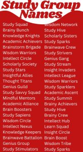 450+ Study Group Names Unique Creative Stylish Cool & Cute