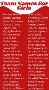 470+ Team Names For Girls Unique Cute Stylish Creative Ideas