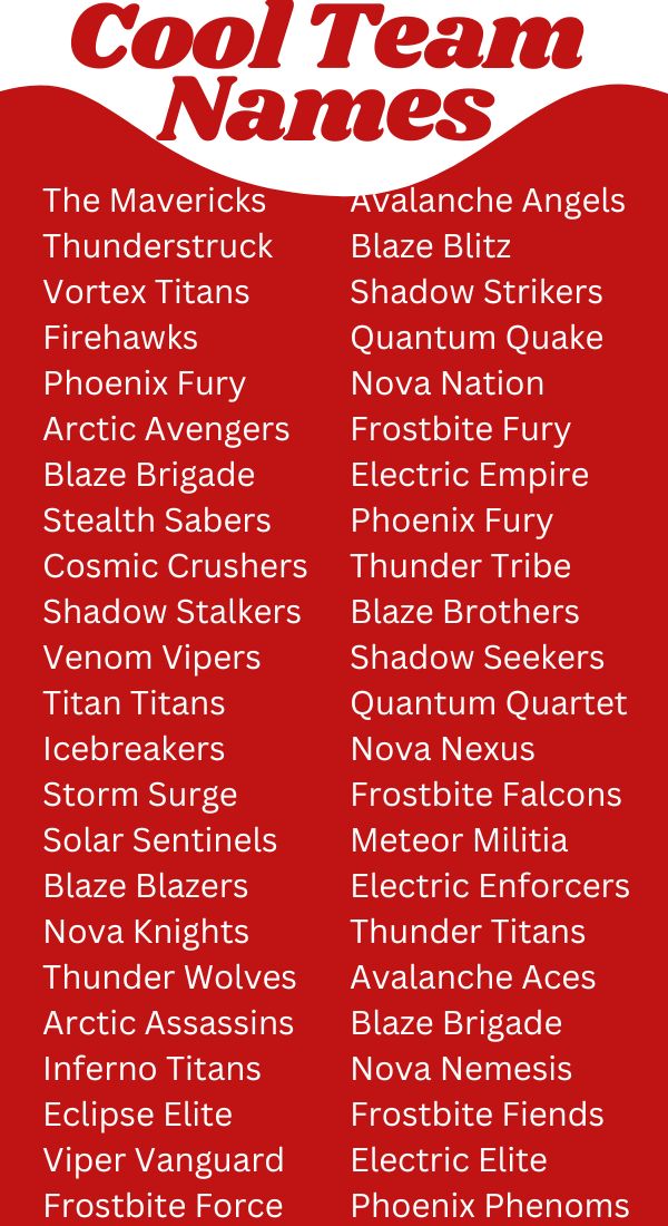 470+ Cool Team Names Unique Creative Stylish Catchy & Cute