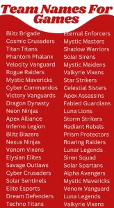 470+ Team Names For Games Unique Creative Funny Cool & Cute