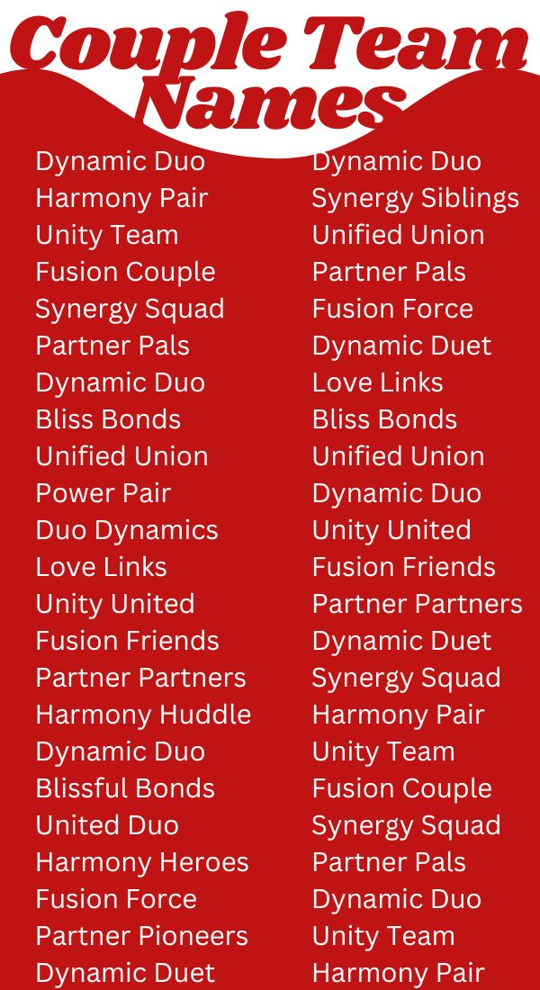 450+ Couple Team Names Cool Unique Creative Cute & Funny