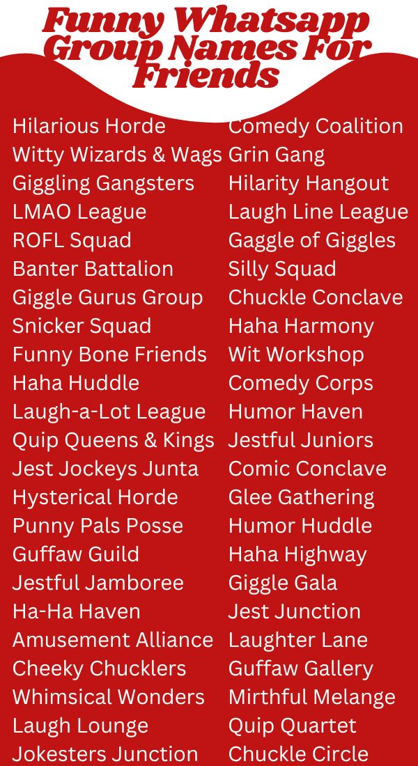 480+ Funny Whatsapp Group Names For Friends Unique & Cool