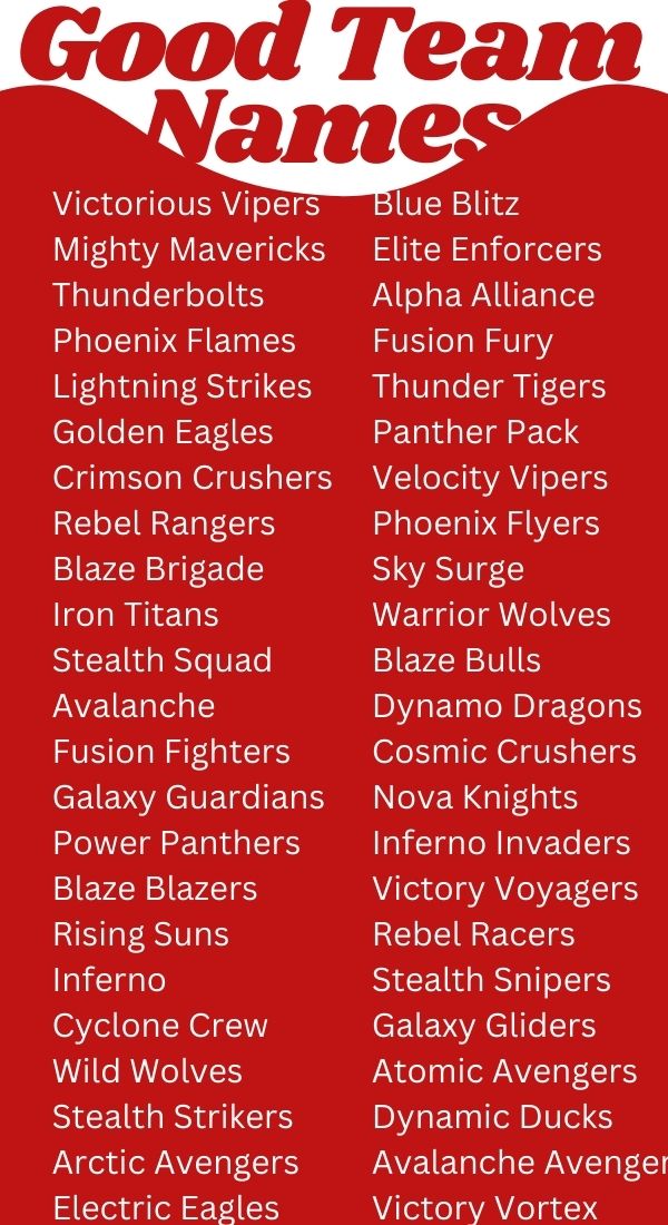 Unity in Motion: Good Team Names to Fuel Your Collective Success! - My ...