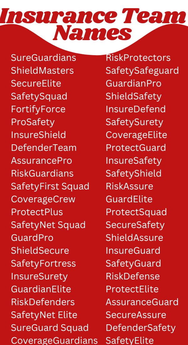 450+ Insurance Team Names Professional Unique & Creative