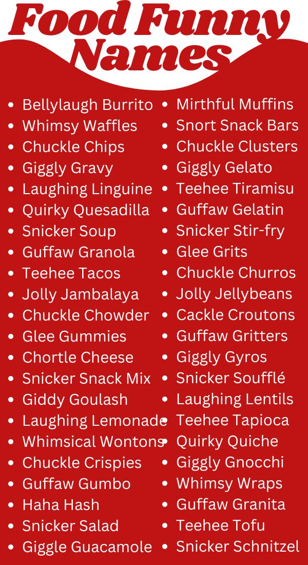 530 Funny Names For Food Creative Unique Cool Catchy 530 Funny Names For Food Creative Unique Cool Catchy