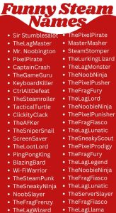 550+ Funny Steam Names Creative Unique Interesting & Cool