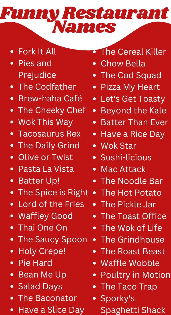500 Funny Restaurant Names Creative Unique Cool Catchy 500 Funny Restaurant Names Creative Unique Cool Catchy