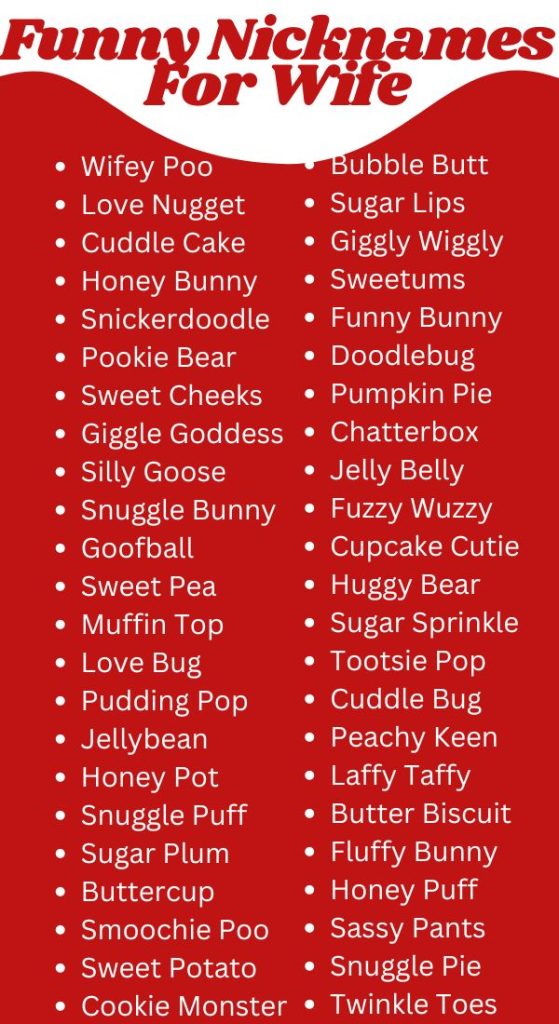 530 Funny Nicknames For Wife Unique Creative Cool Cute 530 Funny Nicknames For Wife Unique Creative Cool Cute