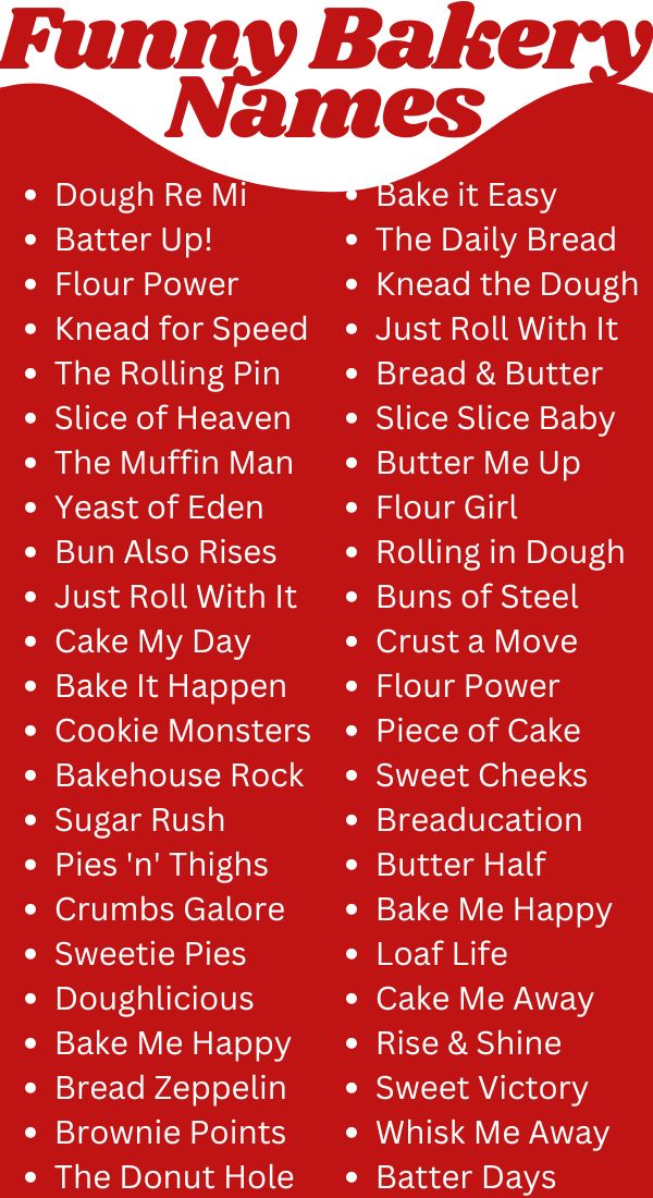 550+ Funny Bakery Names Unique Creative Cool & Stylish