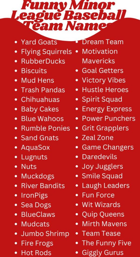 550 Creative Funny Minor League Baseball Team Names 550 Creative Funny Minor League Baseball Team Names