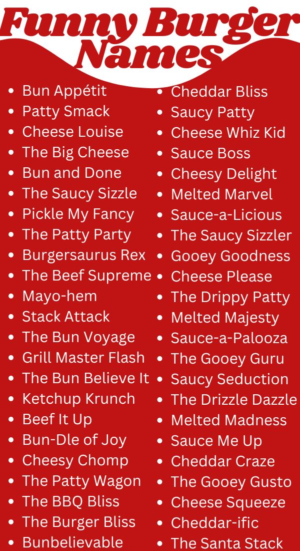 Funny Burger Names Laugh-Out-Loud Choices for Your Next Burger - My ...