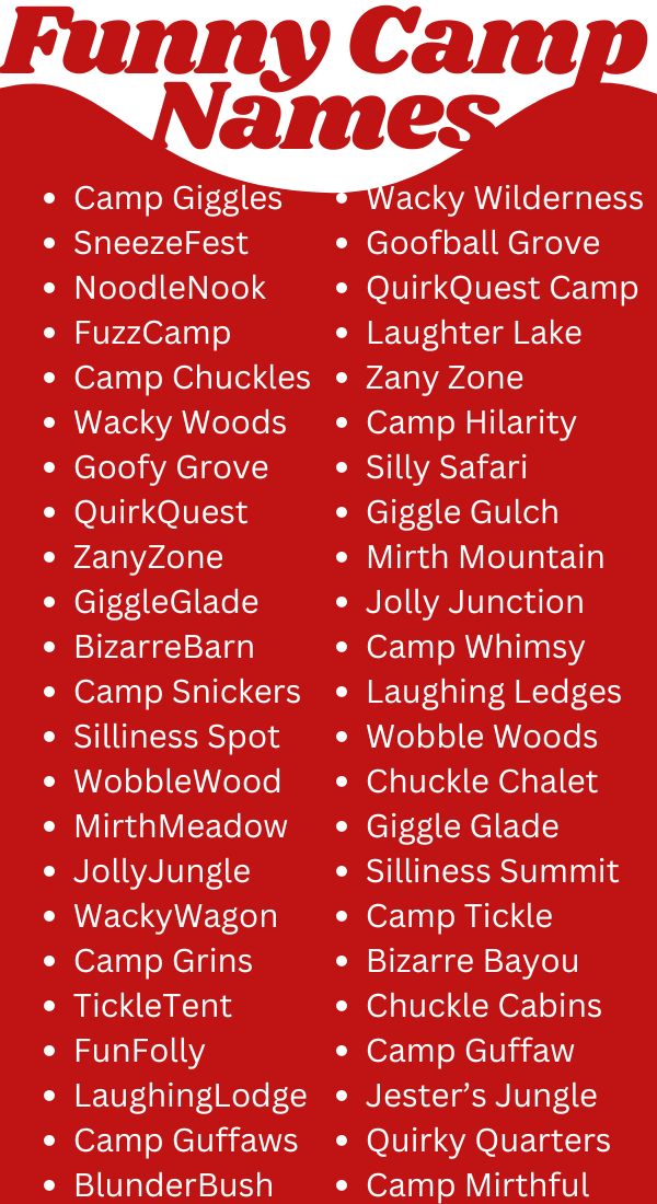 550+ Funny Camp Names Unique Creative Fun Cool & Stylish