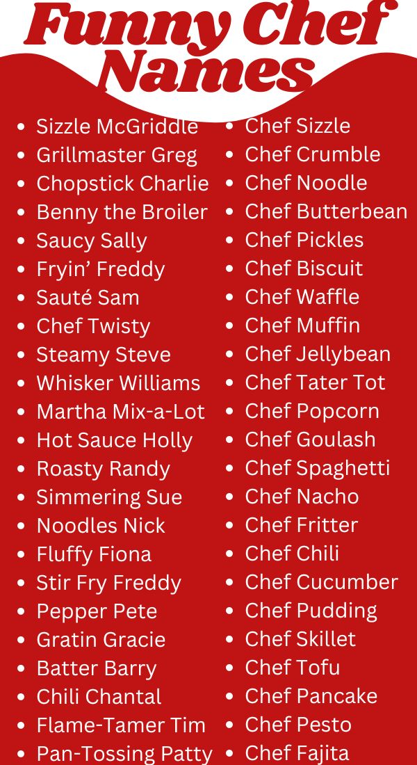 550+ Funny Chef Names Creative Unique Stylish Cool & Cute