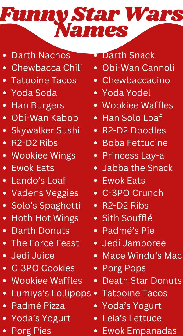 500+ Funny Star Wars Names Creative Unique Fun Cool & Cute