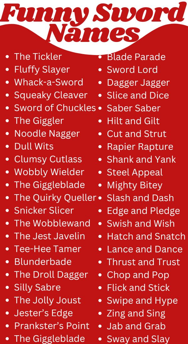 Funny Sword Names That Will Make You Laugh Out Loud - My Team Names