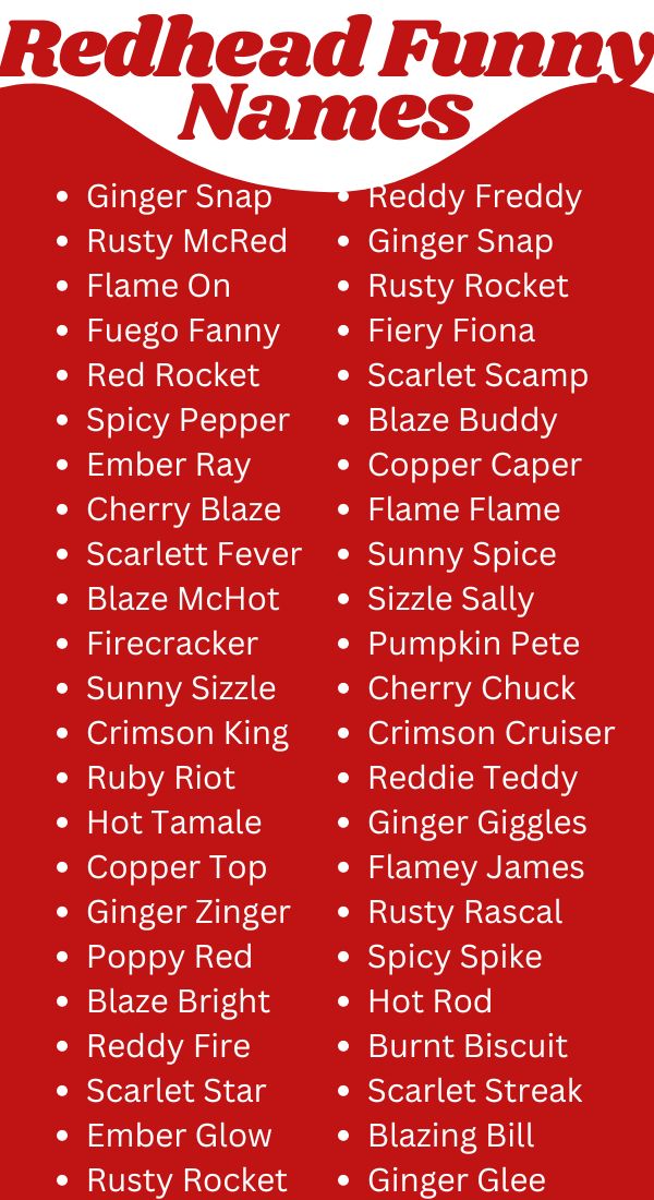 550+ Funny Names For Redheads Unique Creative Cute & Cool