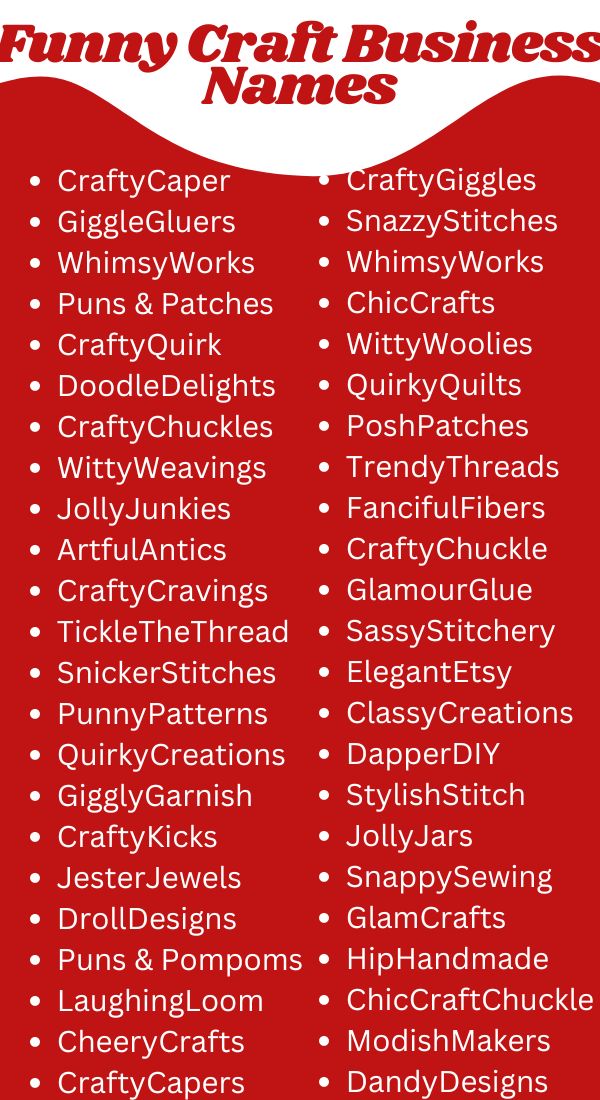 570+ Funny Craft Business Names Unique Creative & Stylish