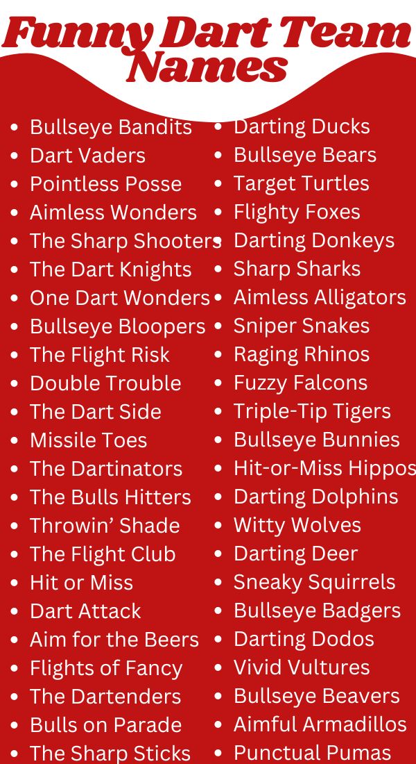550+ Funny Dart Team Names Creative Stylish Unique & Cool
