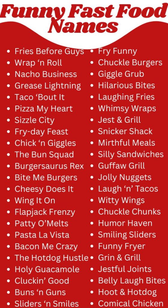 550 Funny Fast Food Names Creative Unique Stylish Cool 550 Funny Fast Food Names Creative Unique Stylish Cool