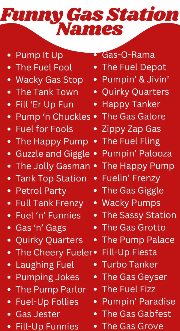 570+ Funny Gas Station Names Creative Unique Stylish & Cool