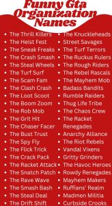 570+ Funny Gta Organization Names Creative Unique & Cool