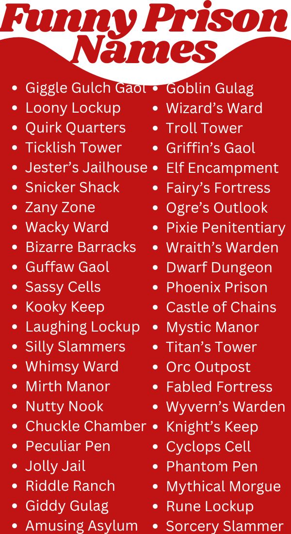 550+ Funny Prison Names Stylish Unique Creative & Cool
